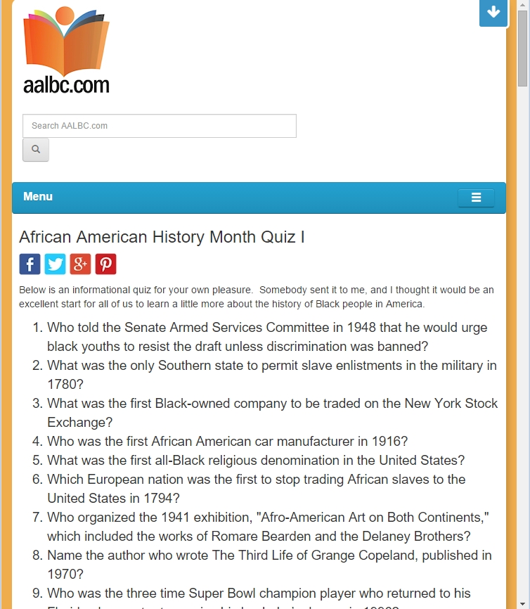 Answers to Our African American History Month Quizzes